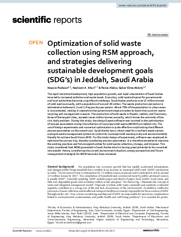 (PDF) Optimization of solid waste collection using RSM approach, and ...