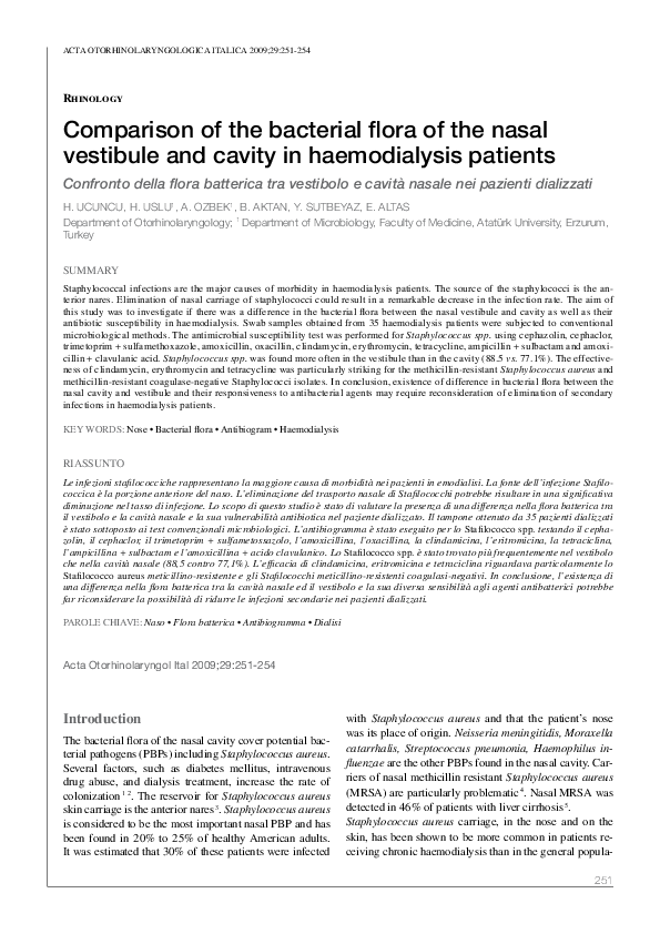 (PDF) Comparison of the bacterial flora of the nasal vestibule and ...
