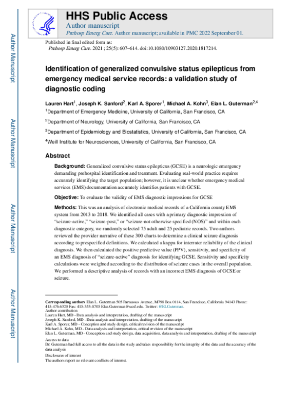 (PDF) Identification of Generalized Convulsive Status Epilepticus from ...
