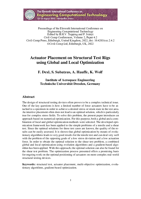 (PDF) Actuator Placement on Structural Test Rigs using Global and Local ...