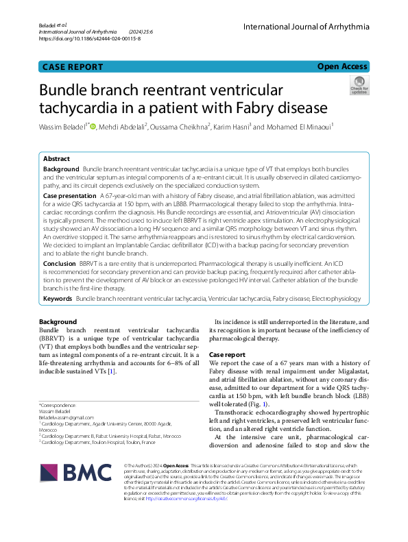 (PDF) Bundle branch reentrant ventricular tachycardia in a patient with ...