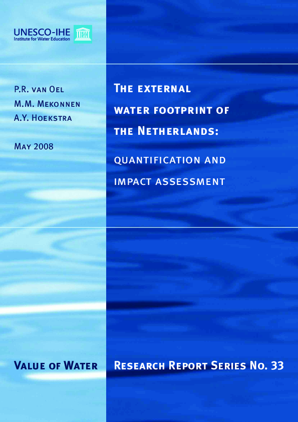 (PDF) The external water footprint of the Netherlands: Quantification ...