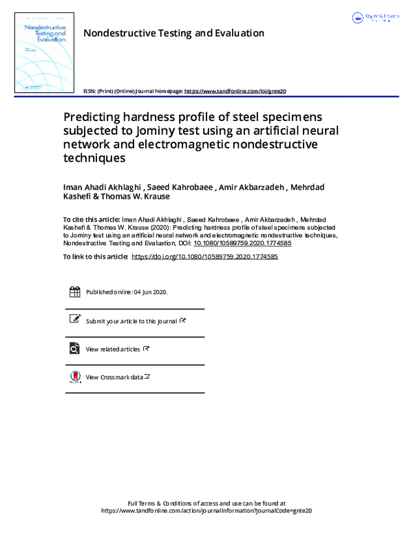 (PDF) Predicting hardness profile of steel specimens subjected to ...