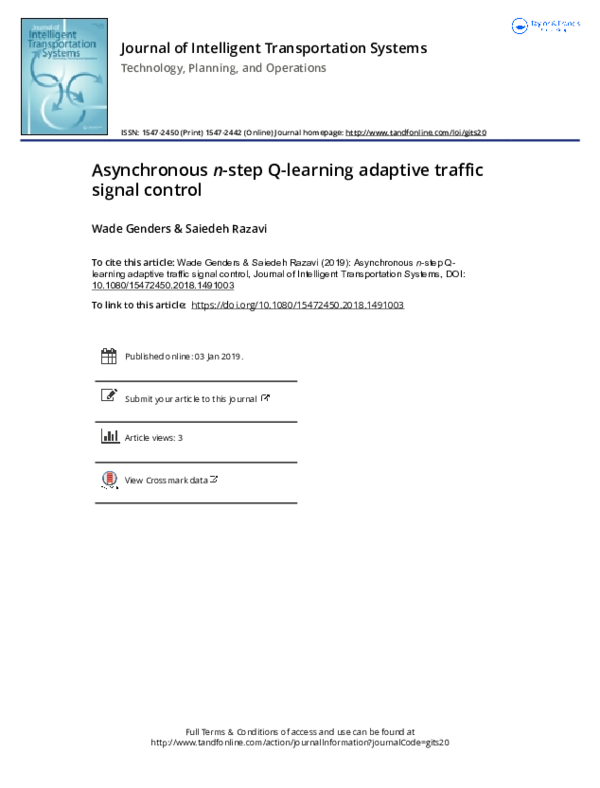 (PDF) Asynchronous n-step Q-learning adaptive traffic signal control