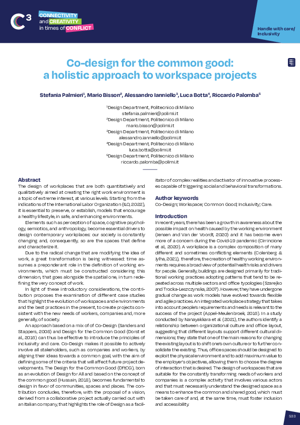 (PDF) Co-design for the common good: a holistic approach to workspace projects