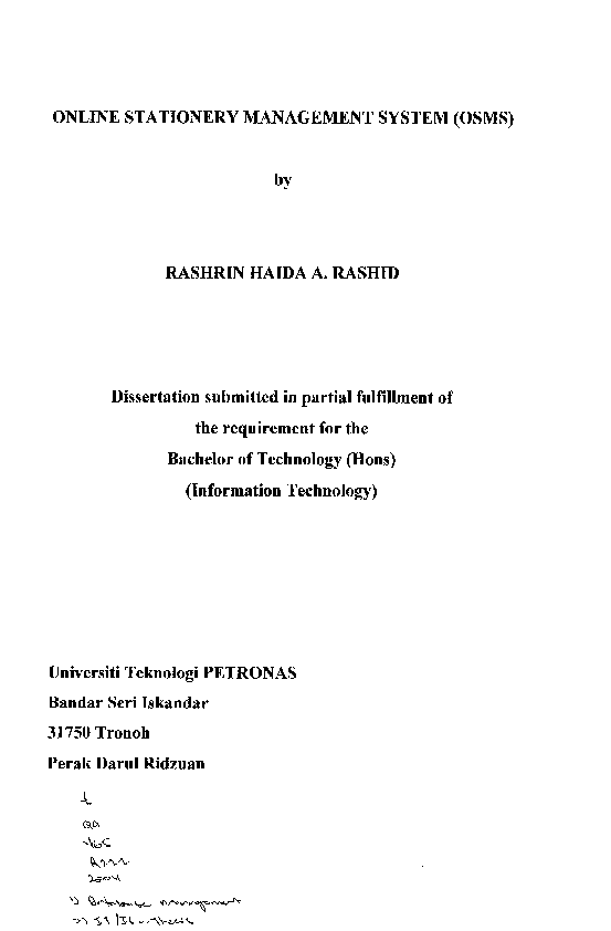 (PDF) Online Stationery Management System (Osms)