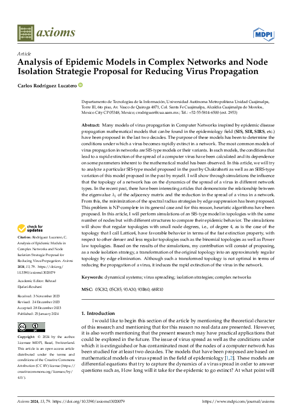 (PDF) Analysis of Epidemic Models in Complex Networks and Node ...