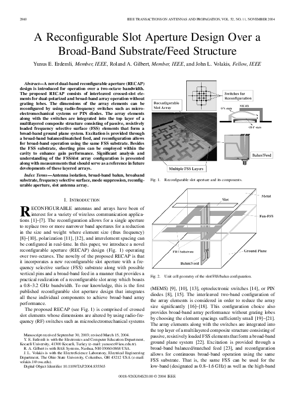 (PDF) A Reconfigurable Slot Aperture Design Over a Broad-Band Substrate ...