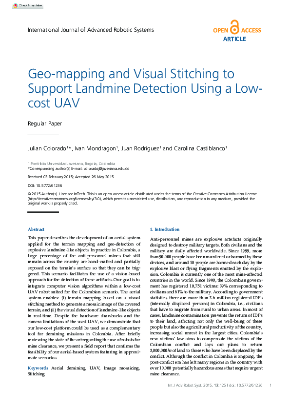 (PDF) Geo-Mapping and Visual Stitching to Support Landmine Detection Using a Low-Cost UAV