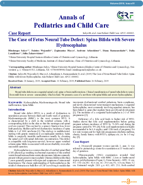 (PDF) The case of fetus neural tube defect: spina bifida with severe ...