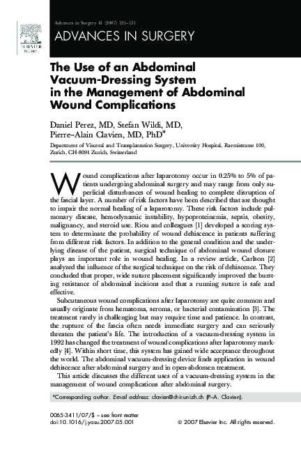 (PDF) The Use of an Abdominal Vacuum-Dressing System in the Management ...