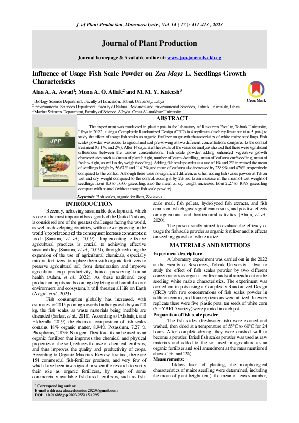 (PDF) Influence of Usage Fish Scale Powder on Zea Mays L. Seedlings ...