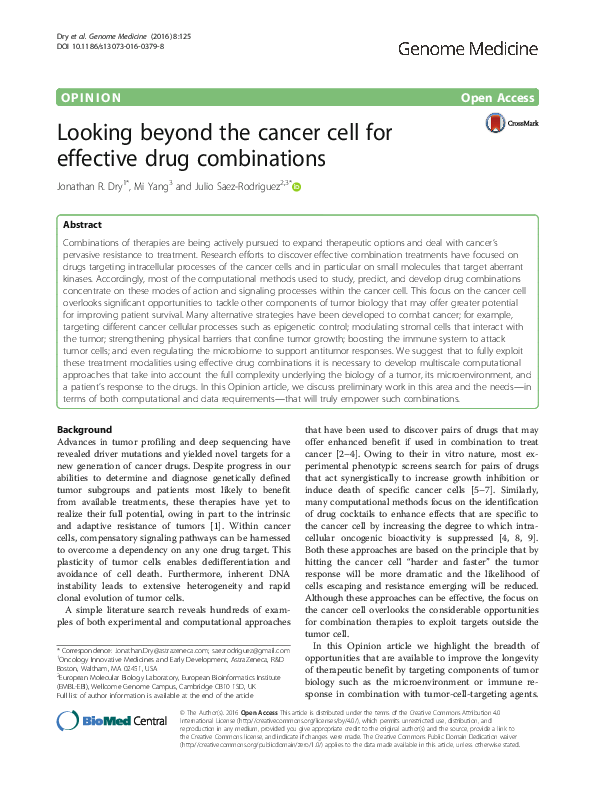 (PDF) Looking beyond the cancer cell for effective drug combinations
