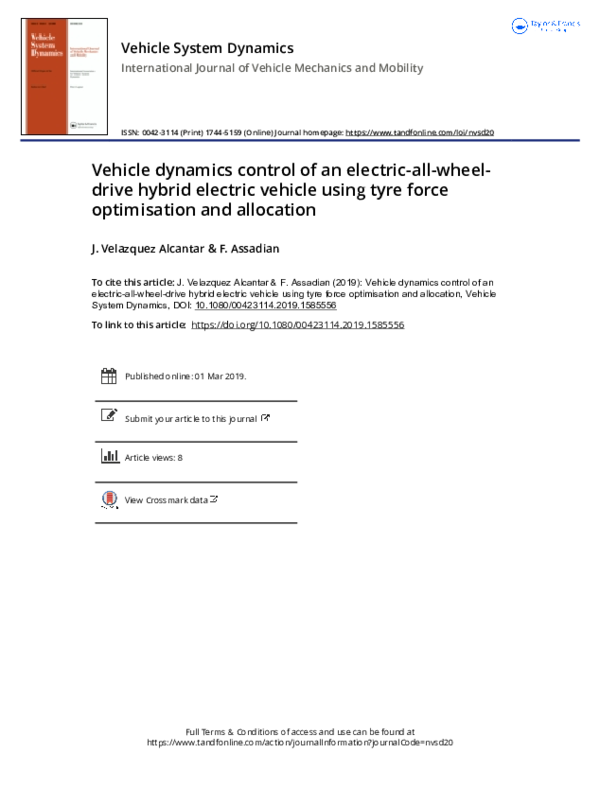 (PDF) Vehicle dynamics control of an electric-all-wheel-drive hybrid electric vehicle using tyre ...
