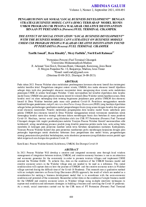 (PDF) PENGARUH INOVASI SOSIAL“LOCAL BUSINESS DEVELOPMENT” DENGAN ...