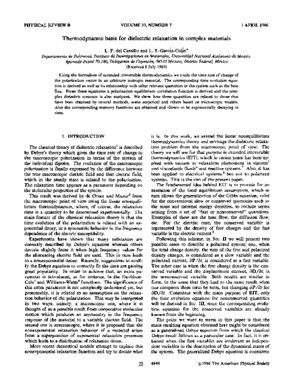Pdf Dielectric Relaxation In Isotropic Materials