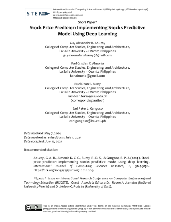 (PDF) Stock Price Predictor: Implementing Stocks Predictive Model Using Deep Learning