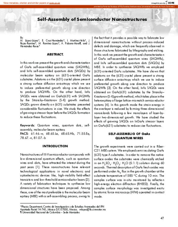 (PDF) Self Assembly of semiconductor nanostructures