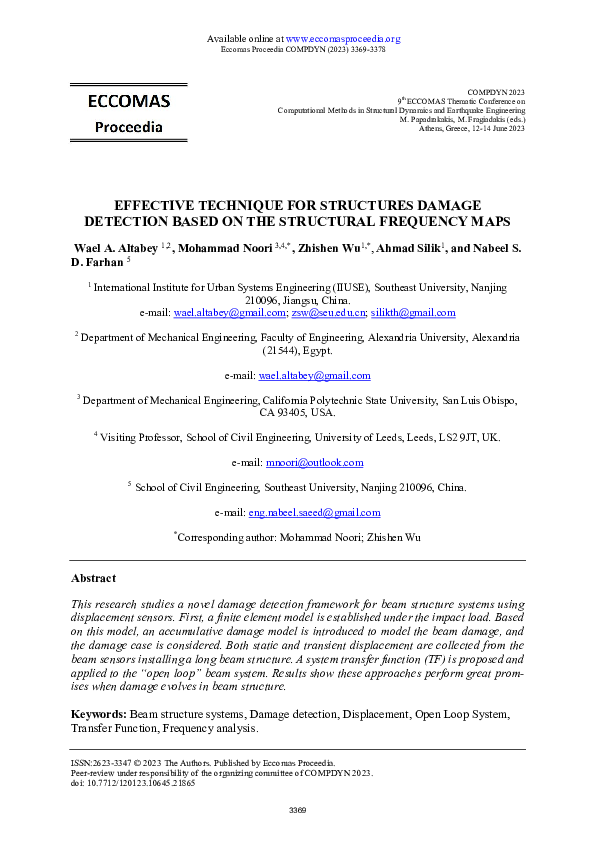 (PDF) Effective Technique for Structures Damage Detection Based on the ...