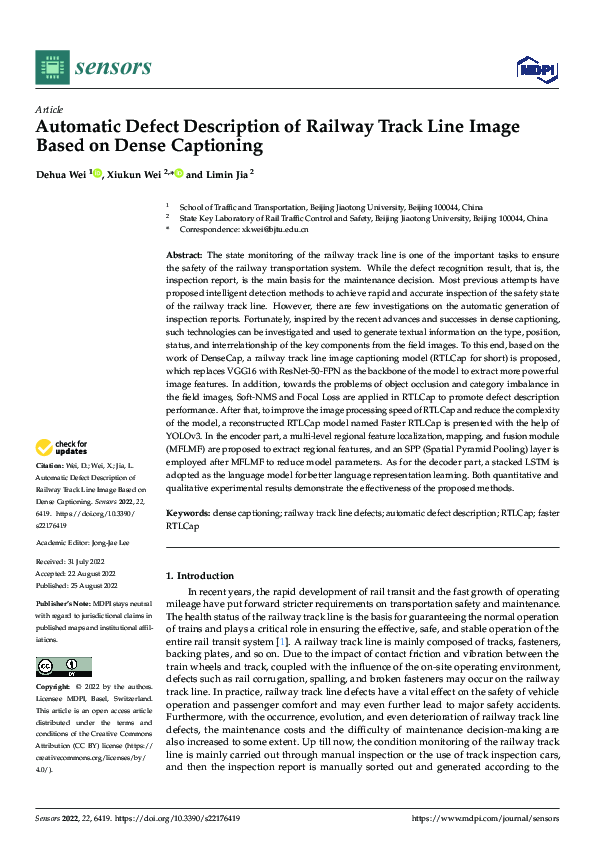 (PDF) Automatic Defect Description of Railway Track Line Image Based on Dense Captioning