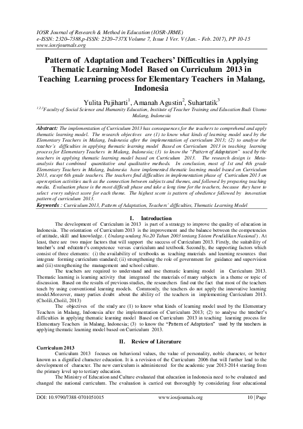 (PDF) Pattern of Adaptation and Teachers’ Difficulties in Applying ...