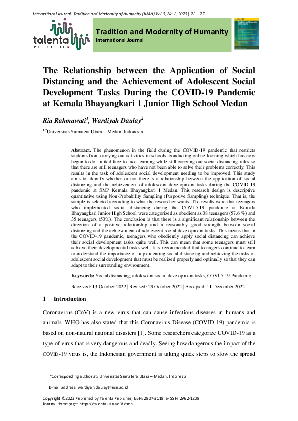 (PDF) The Relationship between the Application of Social Distancing and the Achievement of ...