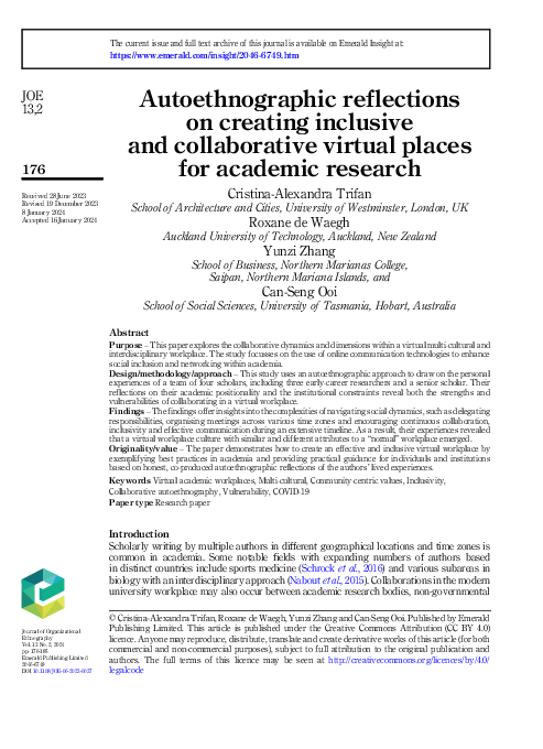 (PDF) Autoethnographic reflections on creating inclusive and ...