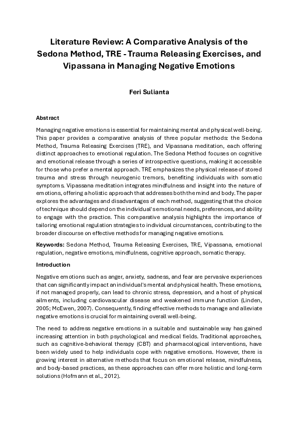 (PDF) Literature Review: A Comparative Analysis of the Sedona Method ...