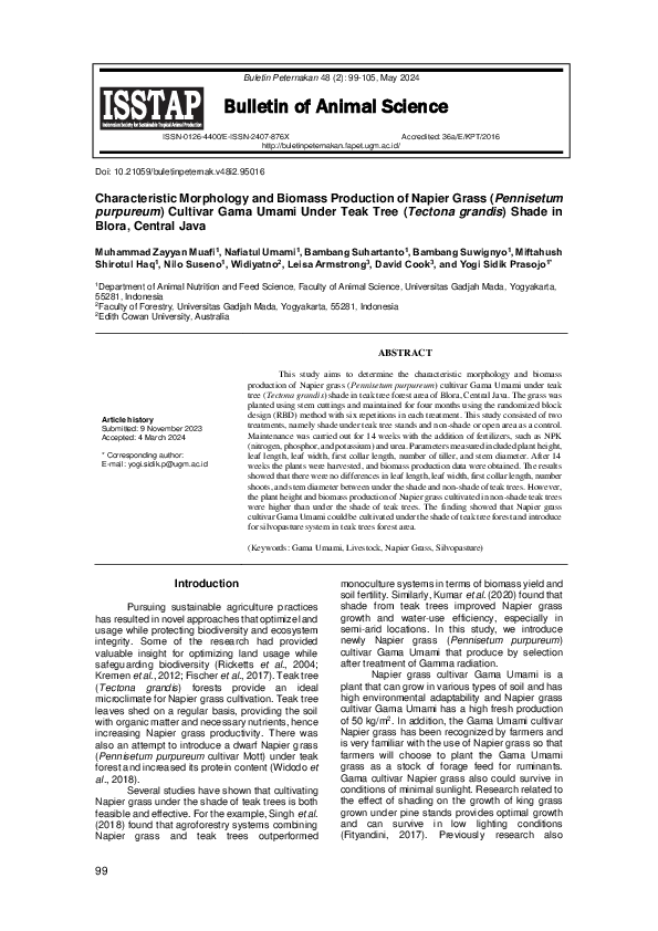 (PDF) Characteristic Morphology and Biomass Production of Napier Grass ...