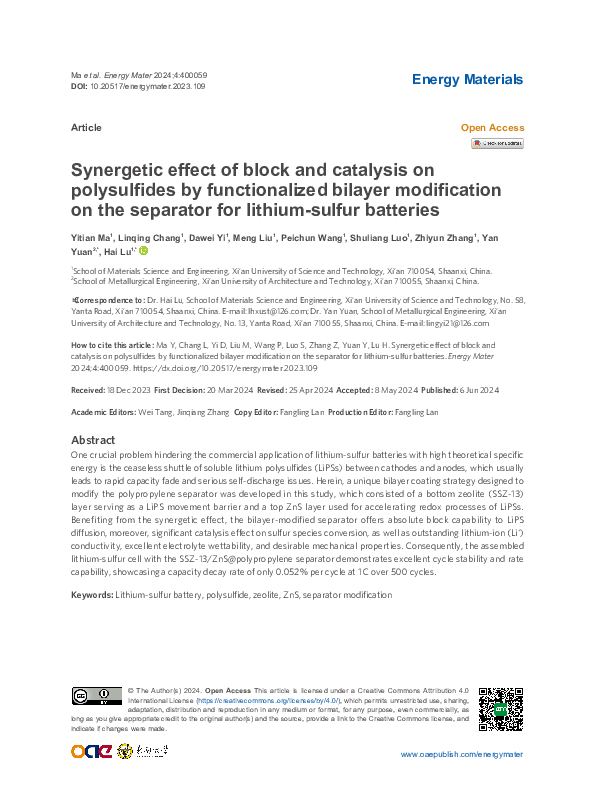 (PDF) Synergetic effect of block and catalysis on polysulfides by functionalized bilayer ...