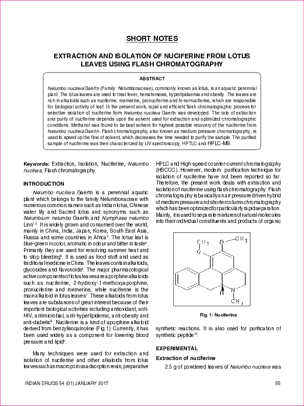(PDF) Extraction and Isolation of Nuciferine from Lotus Leaves Using ...
