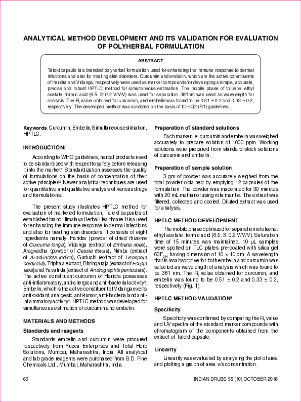(PDF) Analytical Method Development and Its Validation for Evaluation of Polyherbal Formulation