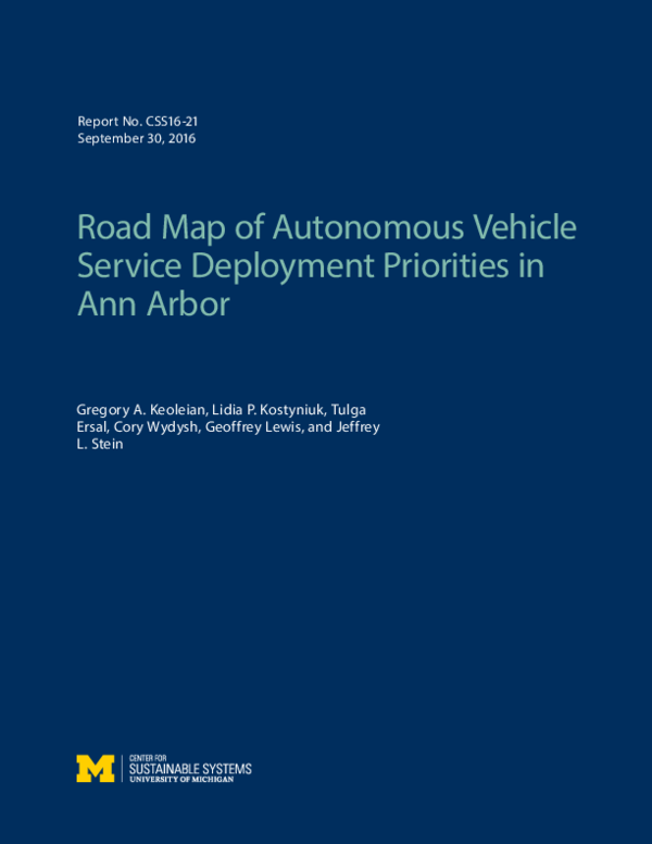 (PDF) Road Map of Autonomous Vehicle Service Deployment Priorities in ...