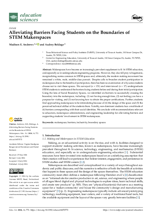 (PDF) Alleviating Barriers Facing Students on the Boundaries of STEM ...