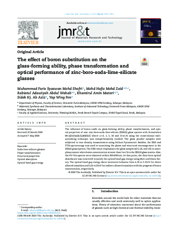 (PDF) The effect of boron substitution on the glass-forming ability ...