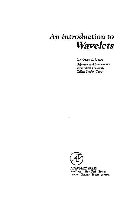 (PDF) An Introduction to Wavelets