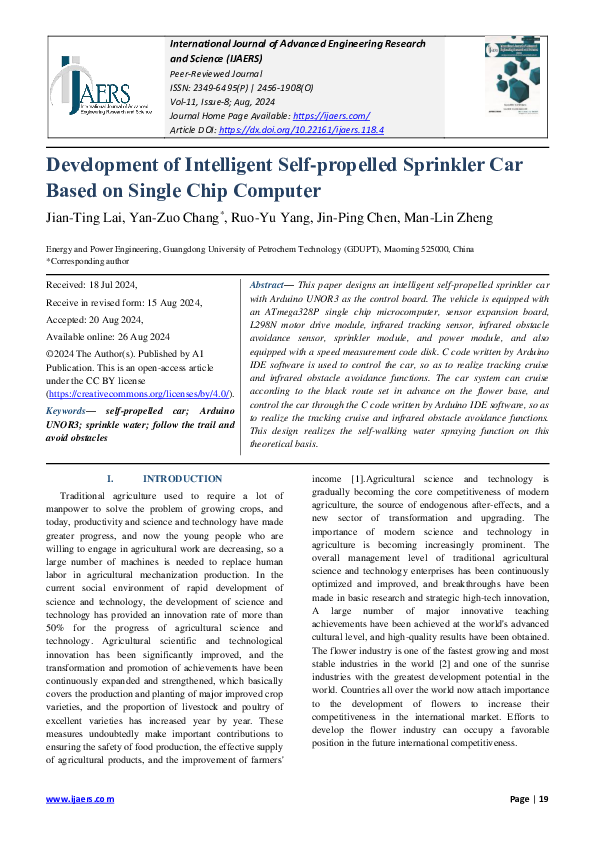 (PDF) Development of Intelligent Self-propelled Sprinkler Car Based on ...