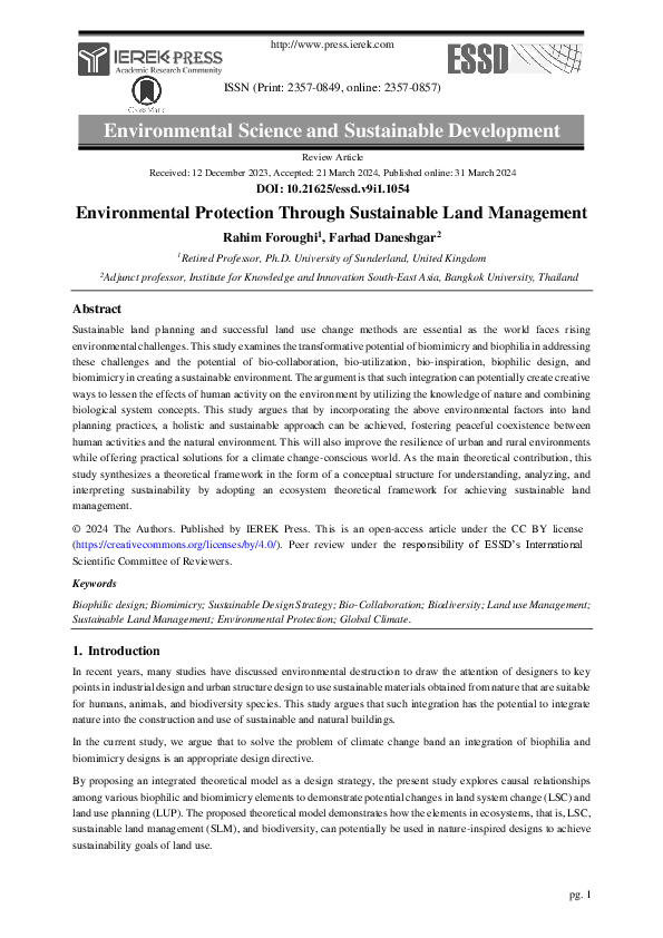 (PDF) Environmental Protection Through Sustainable Land Management