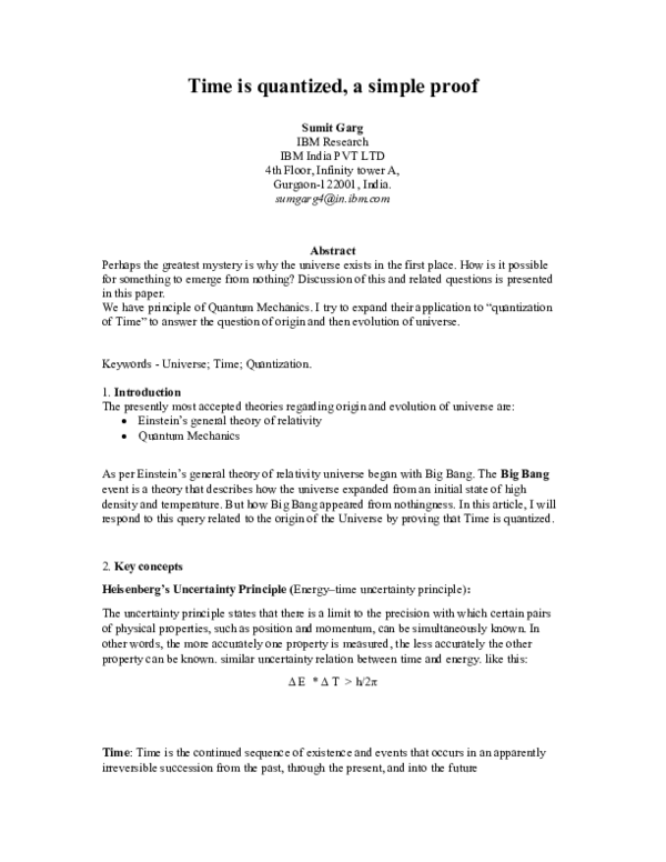 (PDF) Time is quantized, a simple proof