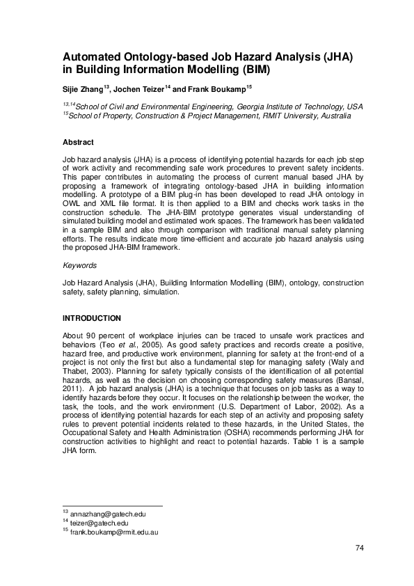 (PDF) Automated Ontology-based Job Hazard Analysis (JHA) in Building ...