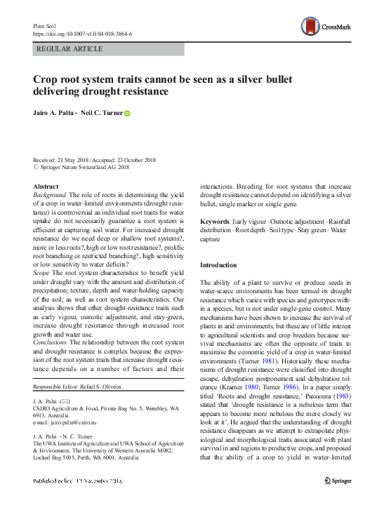 (PDF) Crop root system traits cannot be seen as a silver bullet ...