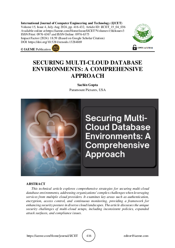 (PDF) SECURING MULTI-CLOUD DATABASE ENVIRONMENTS: A COMPREHENSIVE APPROACH