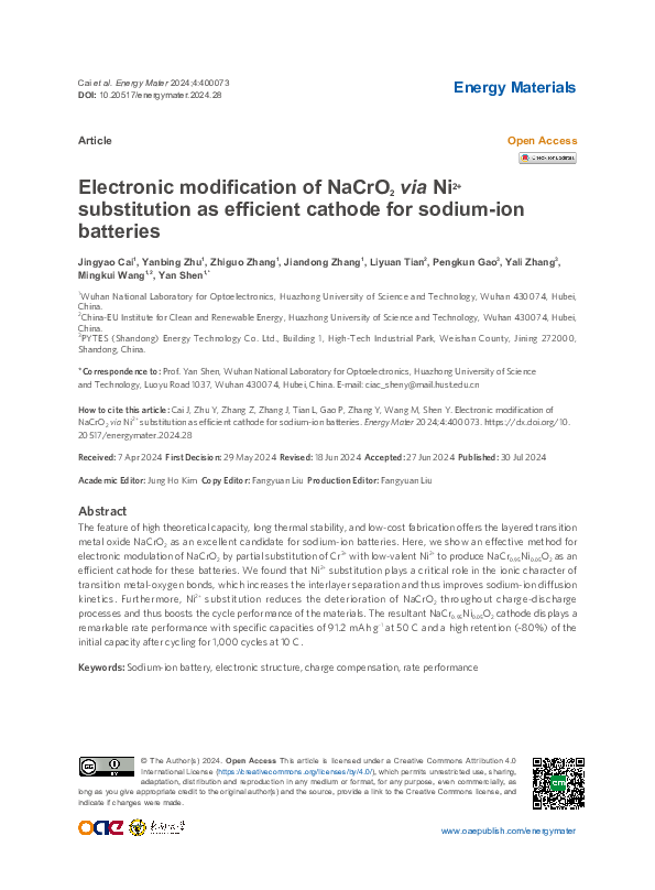 (PDF) Electronic modification of NaCrO2via Ni2+ substitution as ...