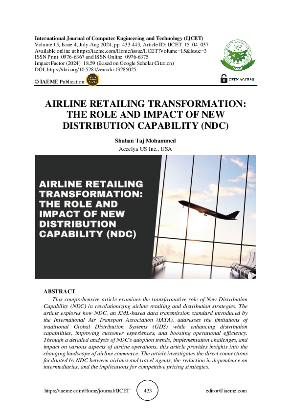 (PDF) AIRLINE RETAILING TRANSFORMATION: THE ROLE AND IMPACT OF NEW DISTRIBUTION CAPABILITY (NDC)