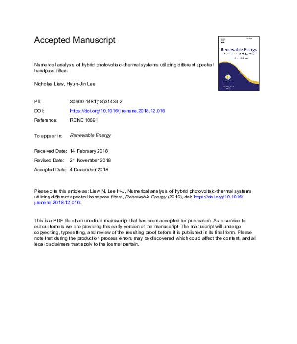 (PDF) Numerical analysis of hybrid photovoltaic-thermal systems ...