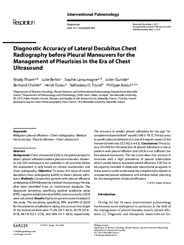 (PDF) Diagnostic Accuracy of Lateral Decubitus Chest Radiography before ...