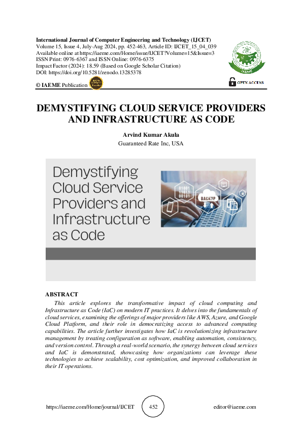 (PDF) DEMYSTIFYING CLOUD SERVICE PROVIDERS AND INFRASTRUCTURE AS CODE