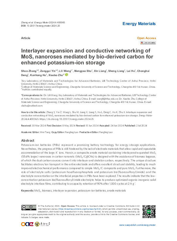 (PDF) Interlayer expansion and conductive networking of MoS2 nanoroses ...