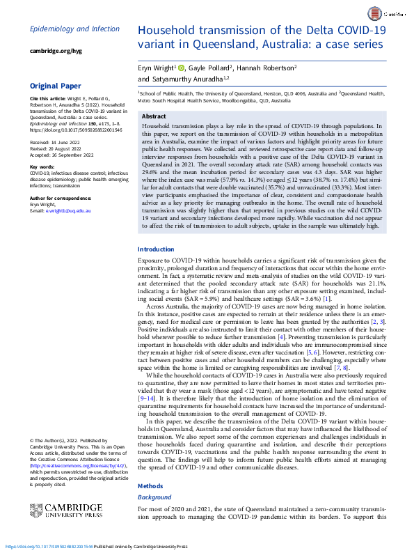 (PDF) Household transmission of the Delta COVID-19 variant in ...