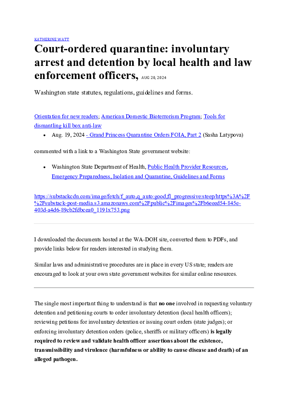 (PDF) Watt, « Court-ordered quarantine: involuntary arrest and ...